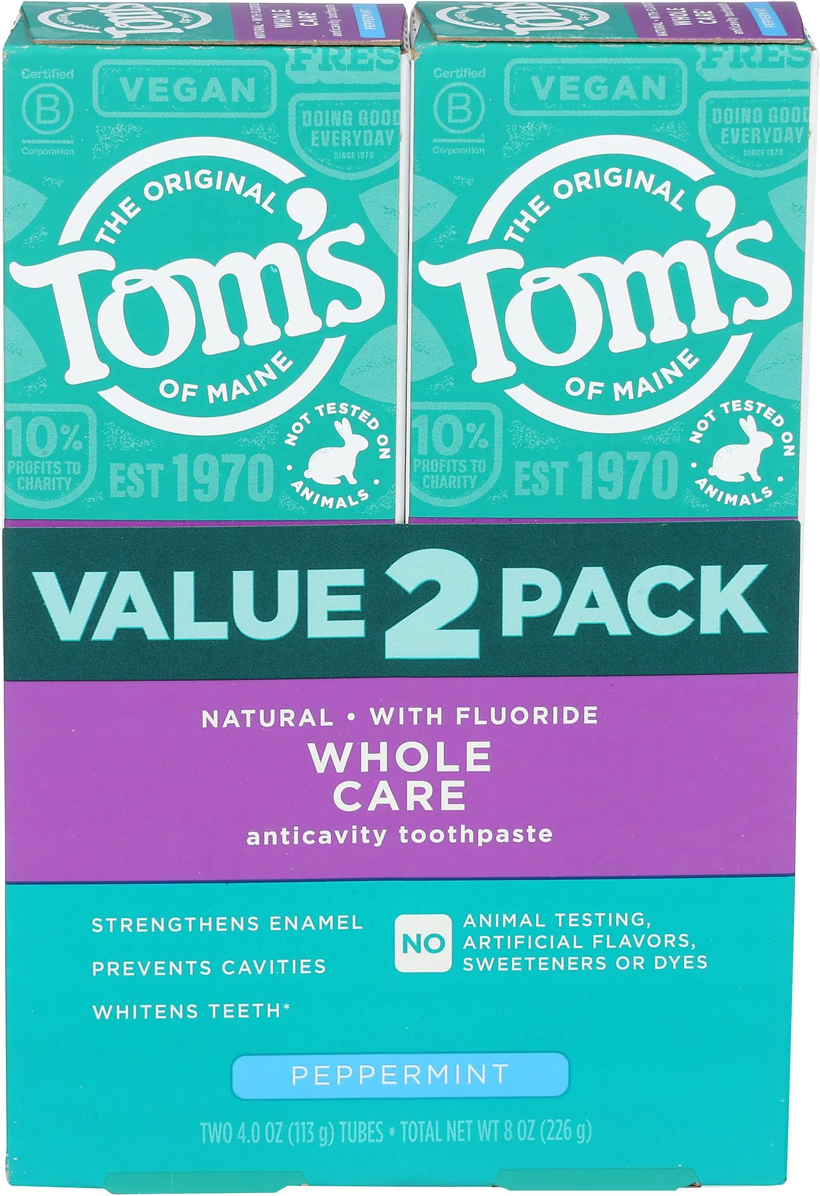 Amazon.com : Toms of Maine Simply White Clean Mint AC Toothpaste, 4 OZ ...