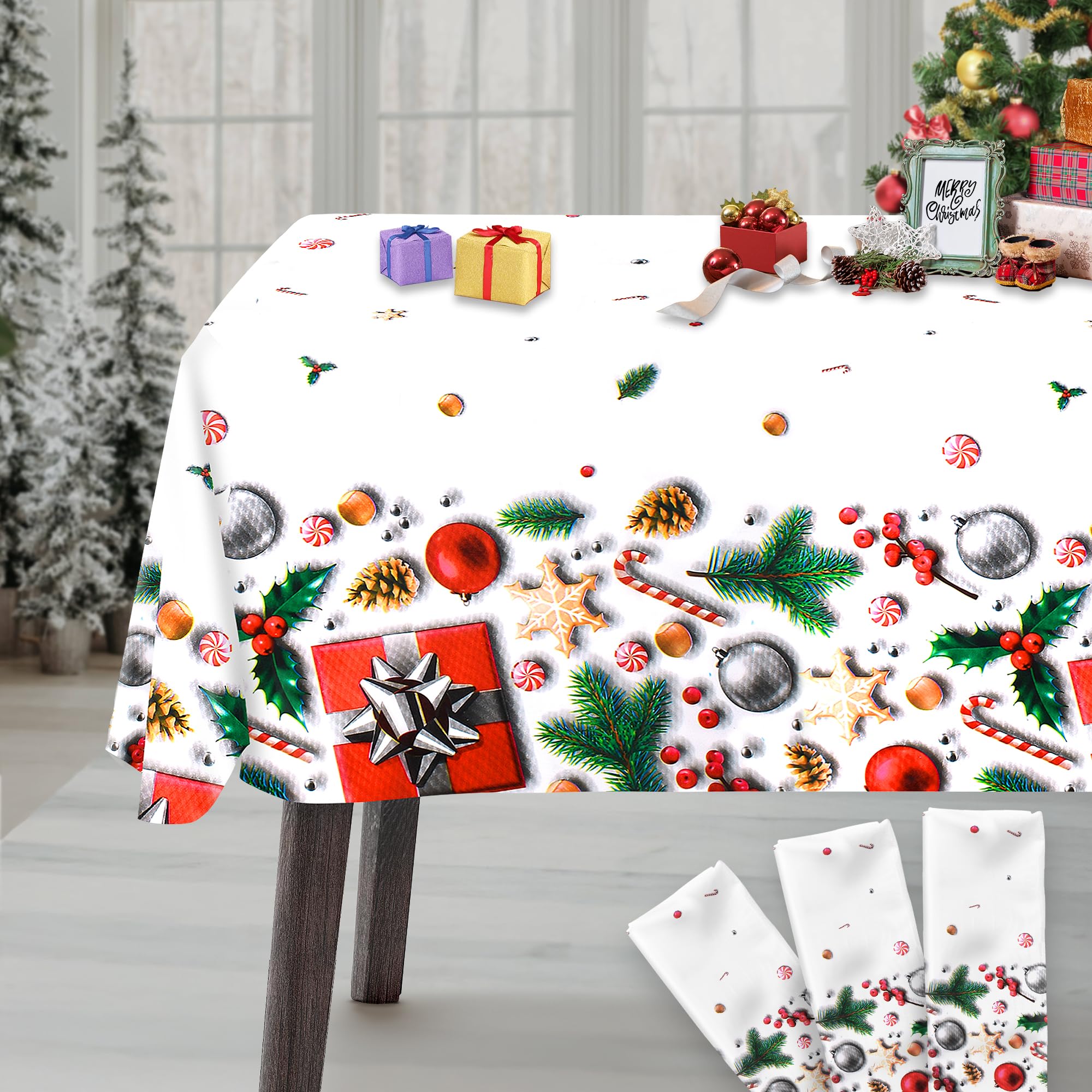 Amazon.com: KatchOn, XtraLarge Plastic Christmas Tablecloth - Pack of 3 ...
