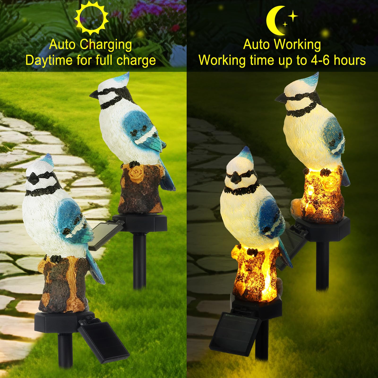 Snapklik.com : 2 Pack Blue Jay Solar Lights Blue Jay Outdoor Decor ...