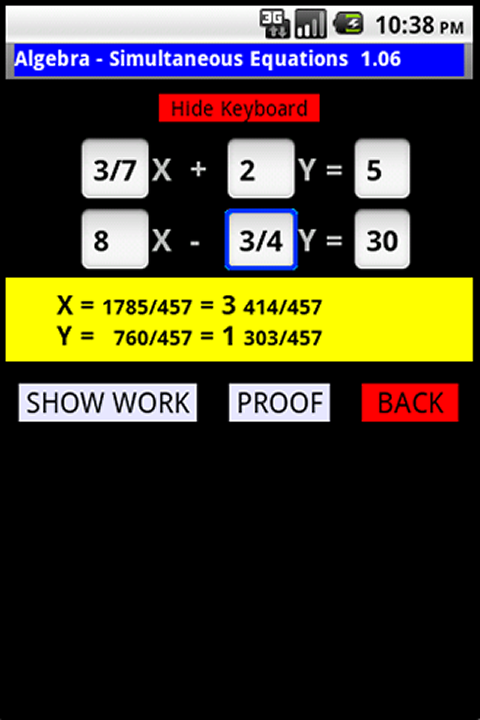 Algebra Simultaneous Equations - App on Amazon Appstore