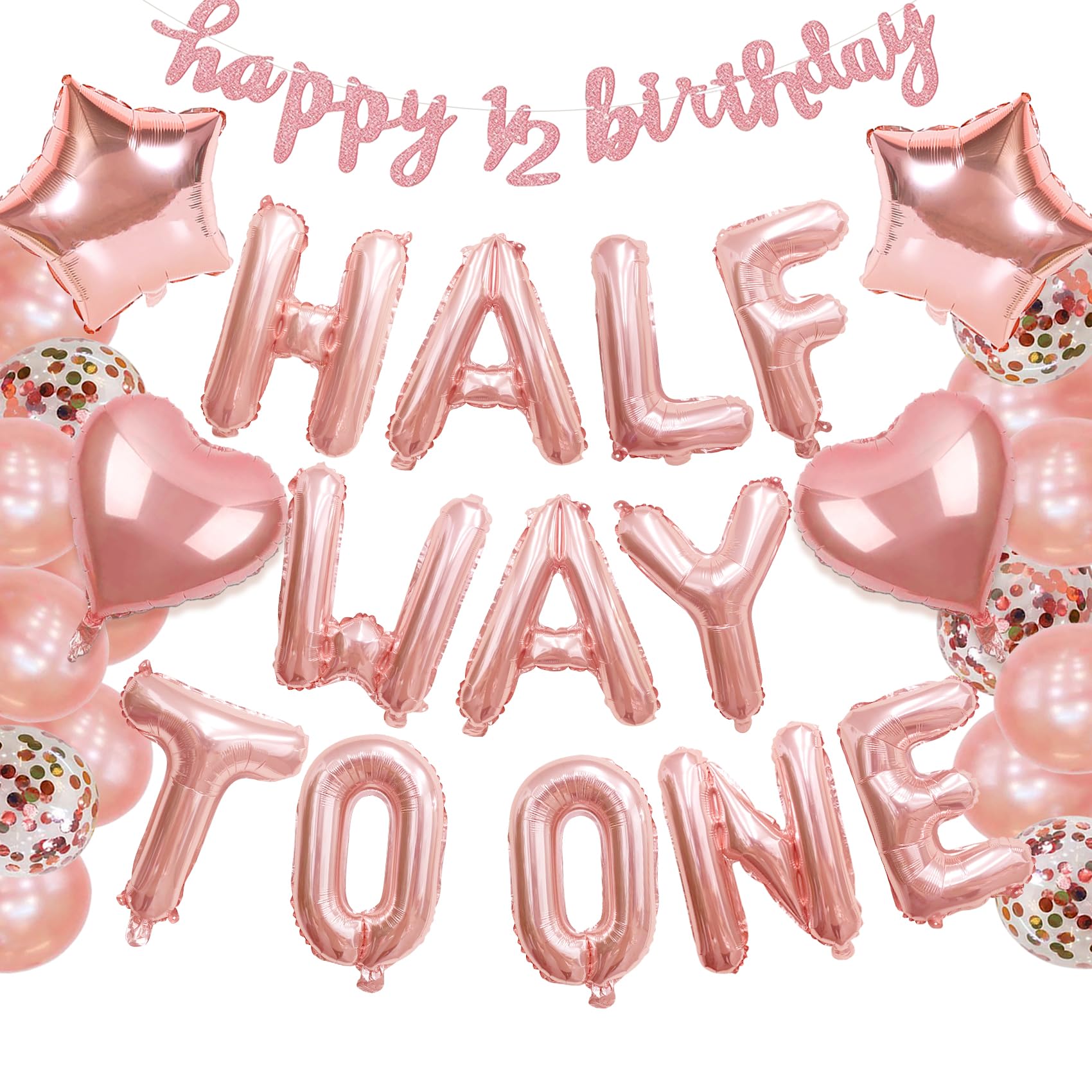Amazon.com: 1/2 Birthday Girl Decorations Half Birthday Decorations ...