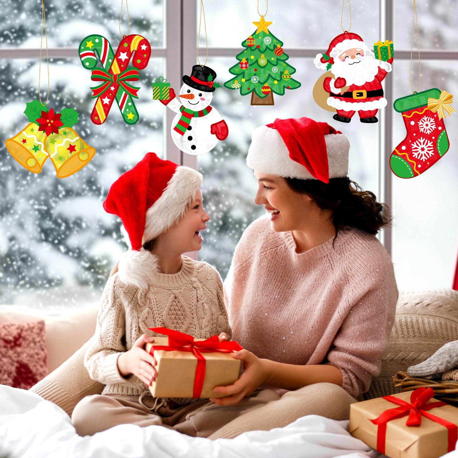 Snapklik.com : 48 Sets Winter Suncatchers Craft Kit Stained Glass ...