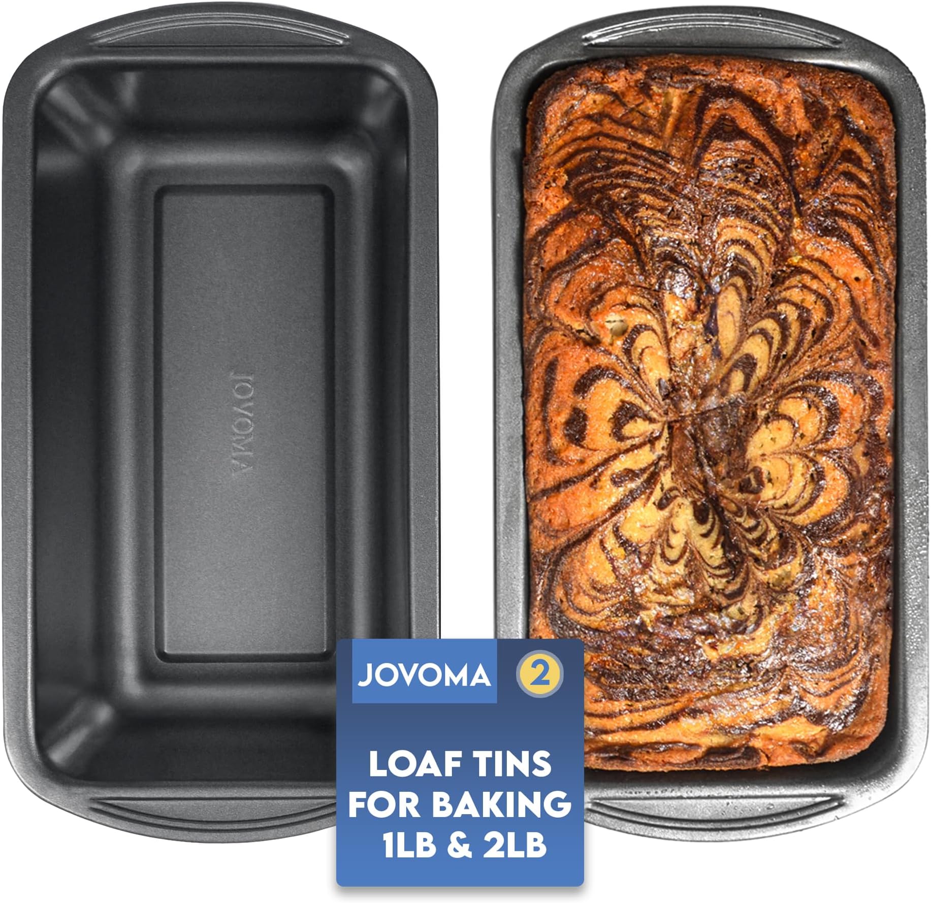 JOVOMA Loaf Tin Delight - Nonstick Bread Tins and Loaf Pans Duo (1lb & 2lb) for Baking Flawless ...