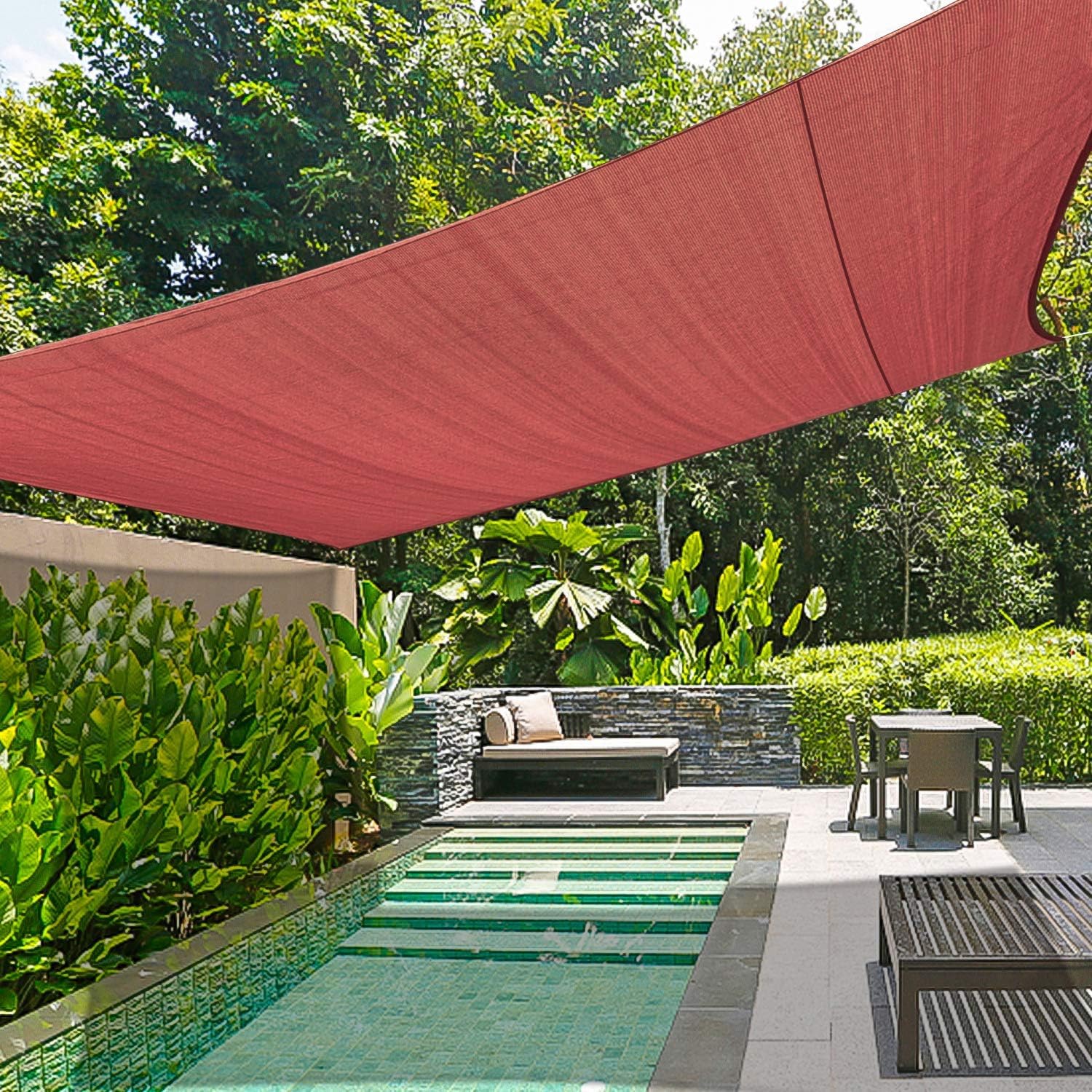 Amazon.com : KANAGAWA Sun Shade Sail Curved 24'X24' Rust Red Rectangle ...