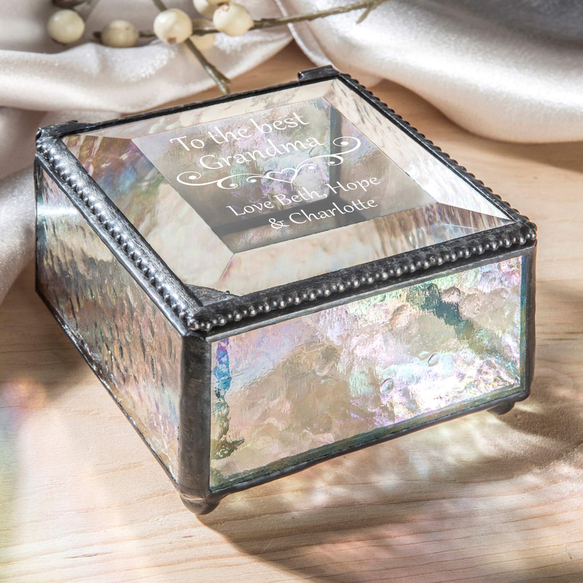 Amazon.com: Glass Box Personalized Grandma Gift Jewelry Box Keepsake ...
