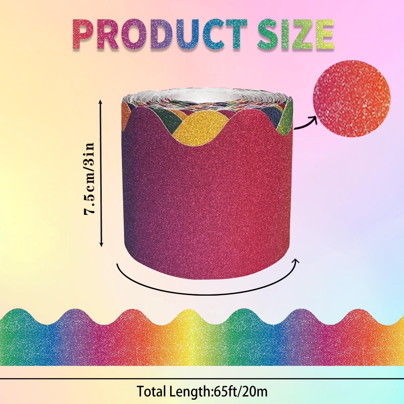 Snapklik.com : 65Feet Rainbow Bulletin Board Borders, Shine Scalloped ...