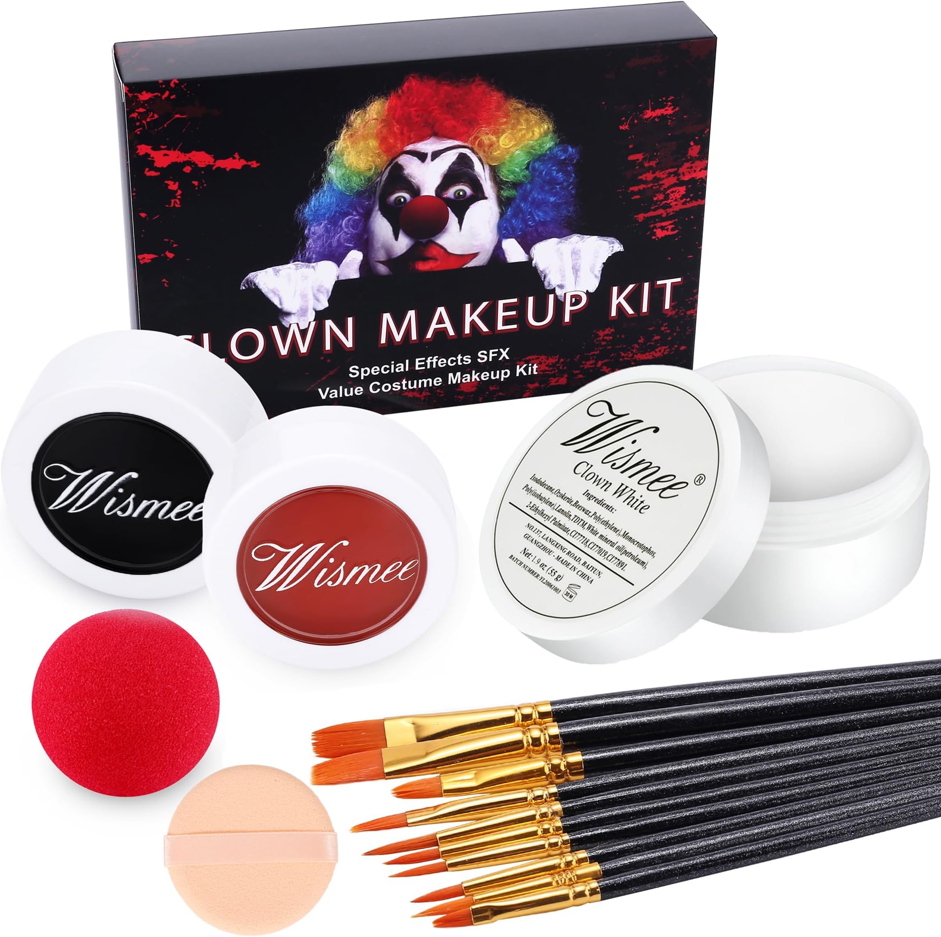 Amazon.com : Black White Face Painting Kit: Halloween Body Makeup ...