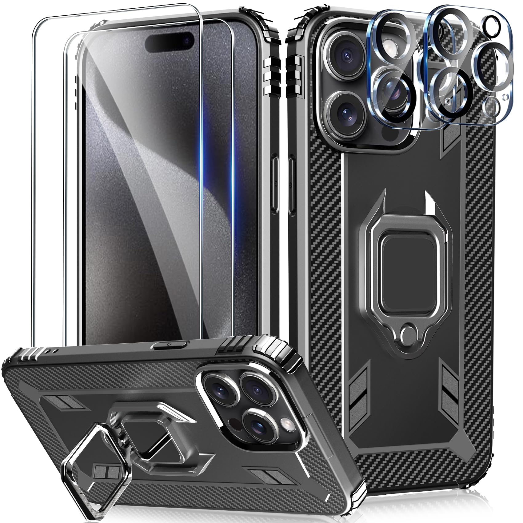 Amazon.com: Wiaocit 5 in 1 Case for iPhone 15 Pro Max with 2 Pack Screen Protector+2 Pack Camera ...