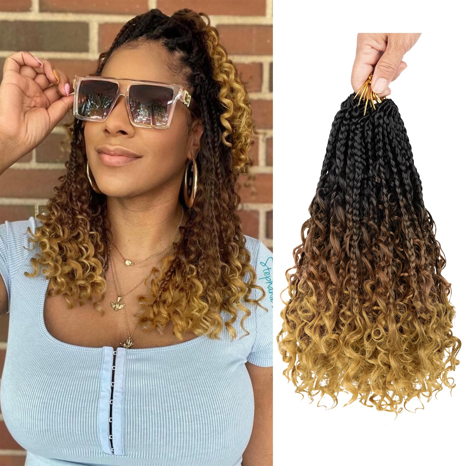 Amazon.com : Goddess Box Braids Crochet Hair-14 Inch Boho Braids ...