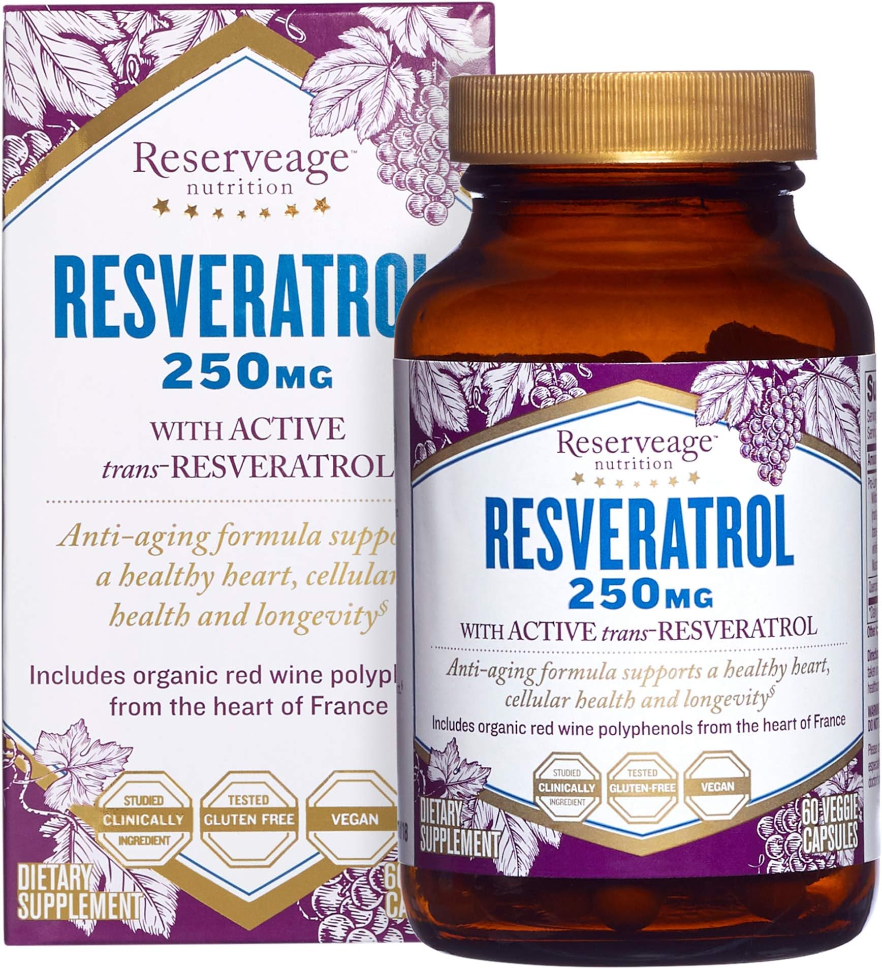 Amazon.com: Reserveage Beauty Resveratrol 250 mg - Best Trans ...