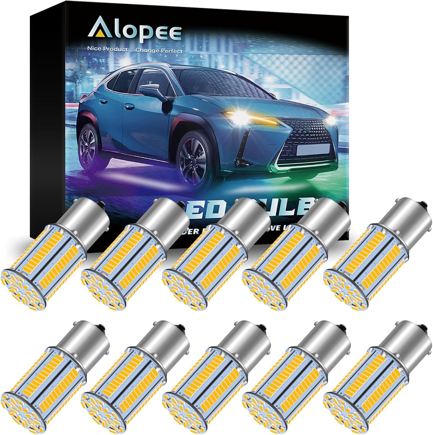 Amazon.com: Alopee 10pcs 1156 LED Bulb Warm White DC 12 Volt 1141 LED ...