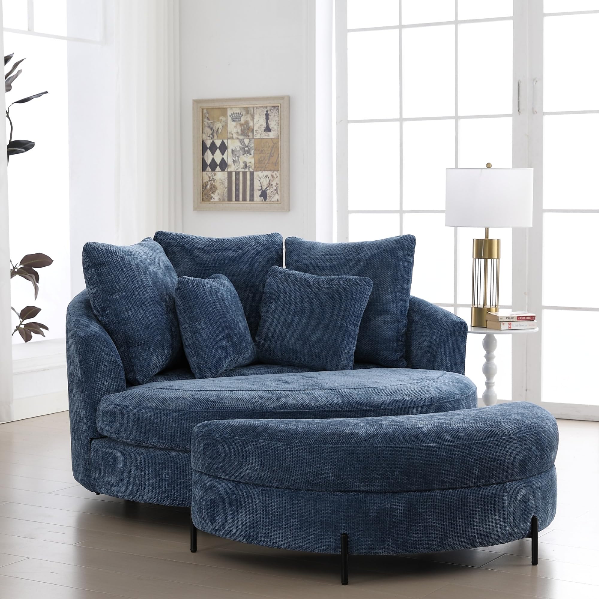 Amazon.com: Sinzho & Wiyfun 59.8" W Upholstered Oversized Round Barrel ...