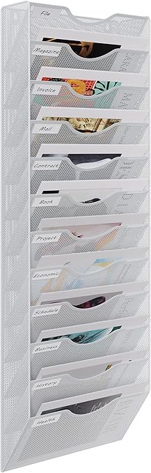 EasyPAG Metal 12 Tier A4 Wall Mounted Document Holder,Hanging Wall File ...