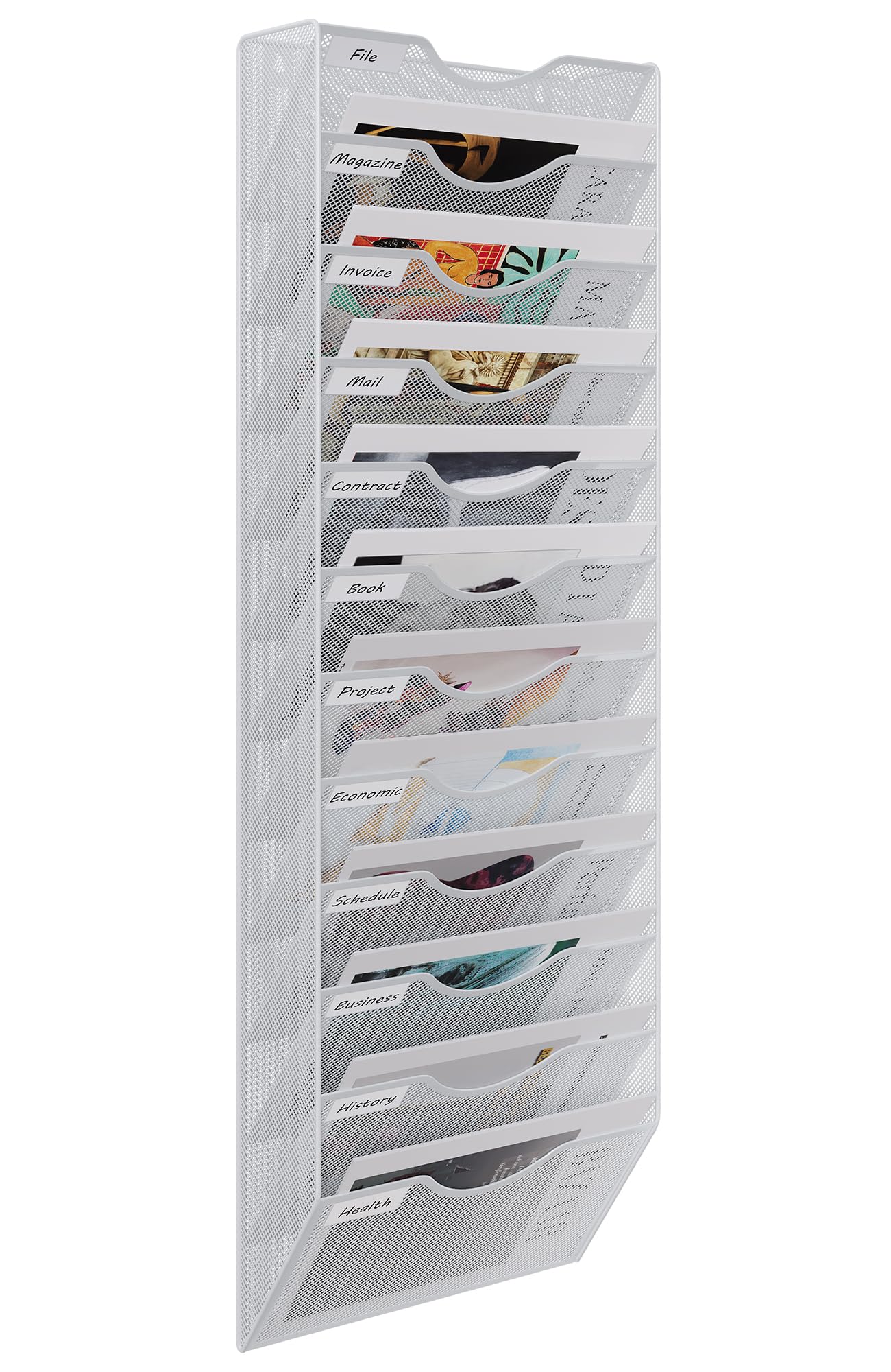 EasyPAG 12 Tier A4 Mesh in Tray Wall Pocket File Holder Hanging Mail ...