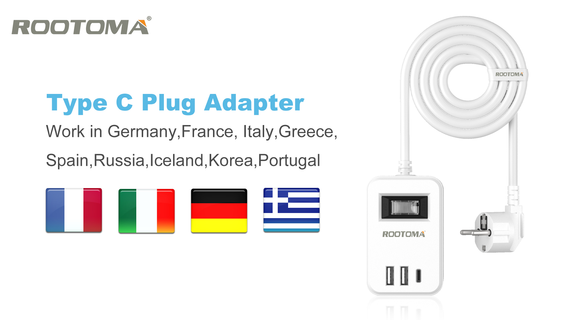 Watch ROOTOMA EU Travel Power Adapter Power Strip on Amazon Live