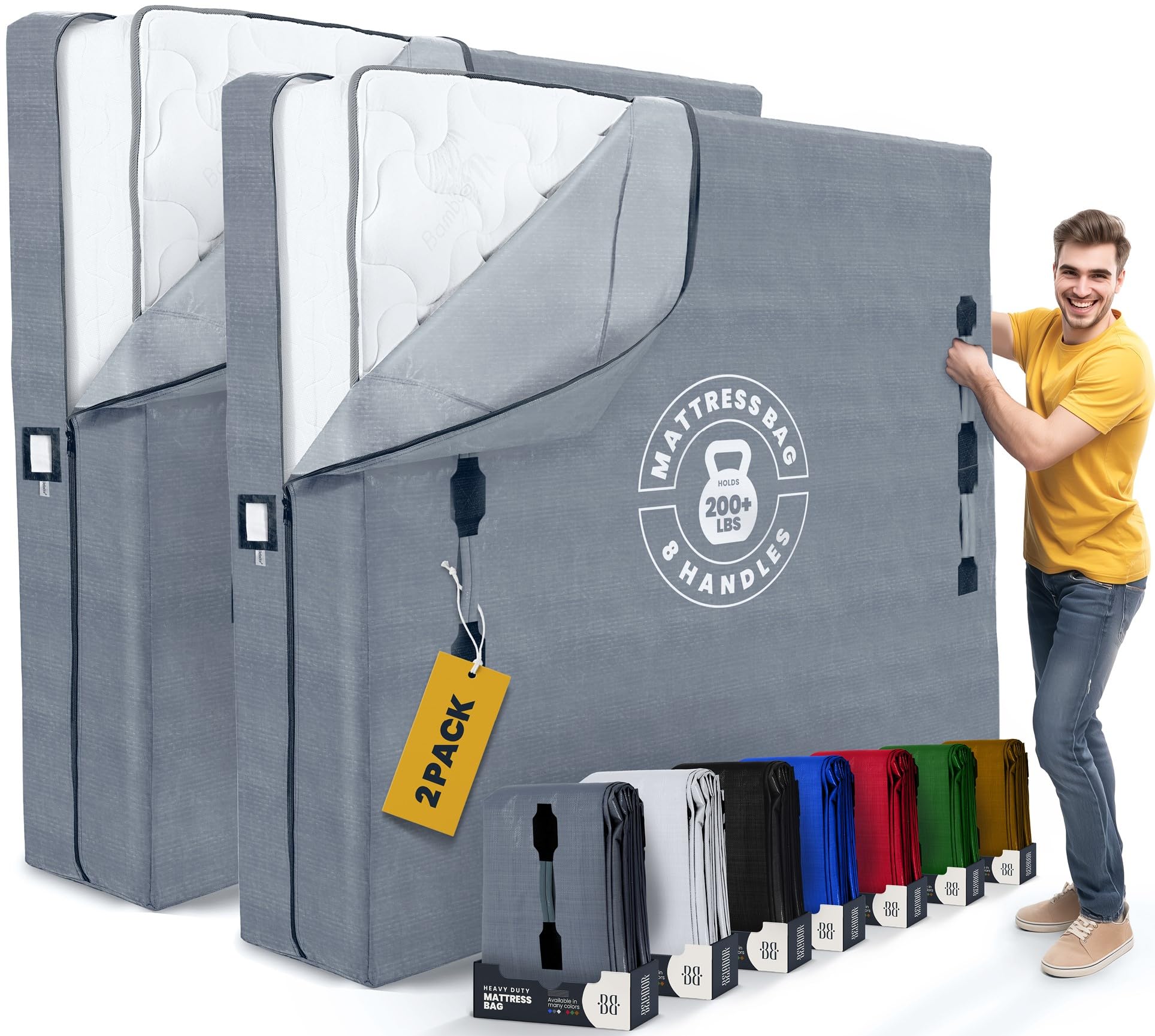 Amazon.com: Mattress Bags for Moving with 8 Handles - Extra-Thick ...