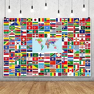 Amazon.com : Renaiss 6x4ft International Flags Backdrop World Flag ...