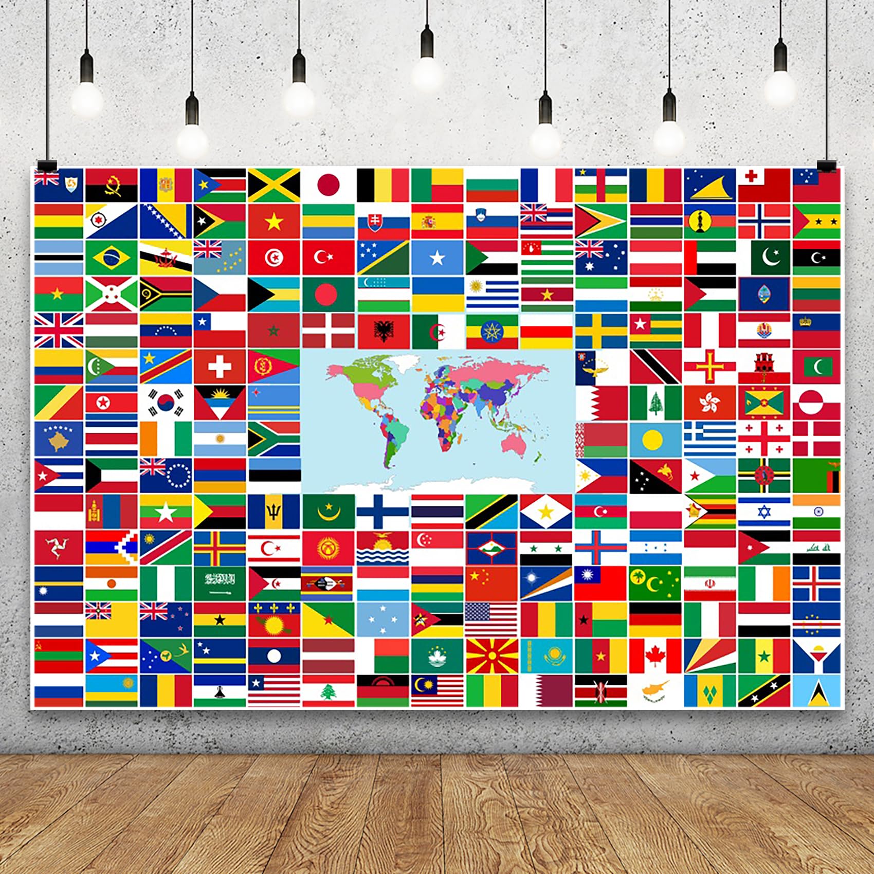 Amazon.com : Renaiss 5x3ft International Flags Backdrop World Flag ...