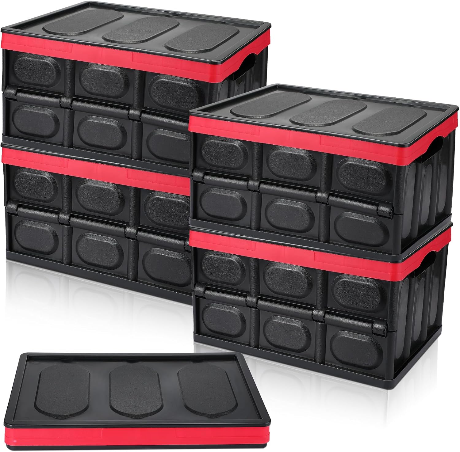 Paquete de 4 contenedores de almacenamiento plegables de 30 L con tapas ...