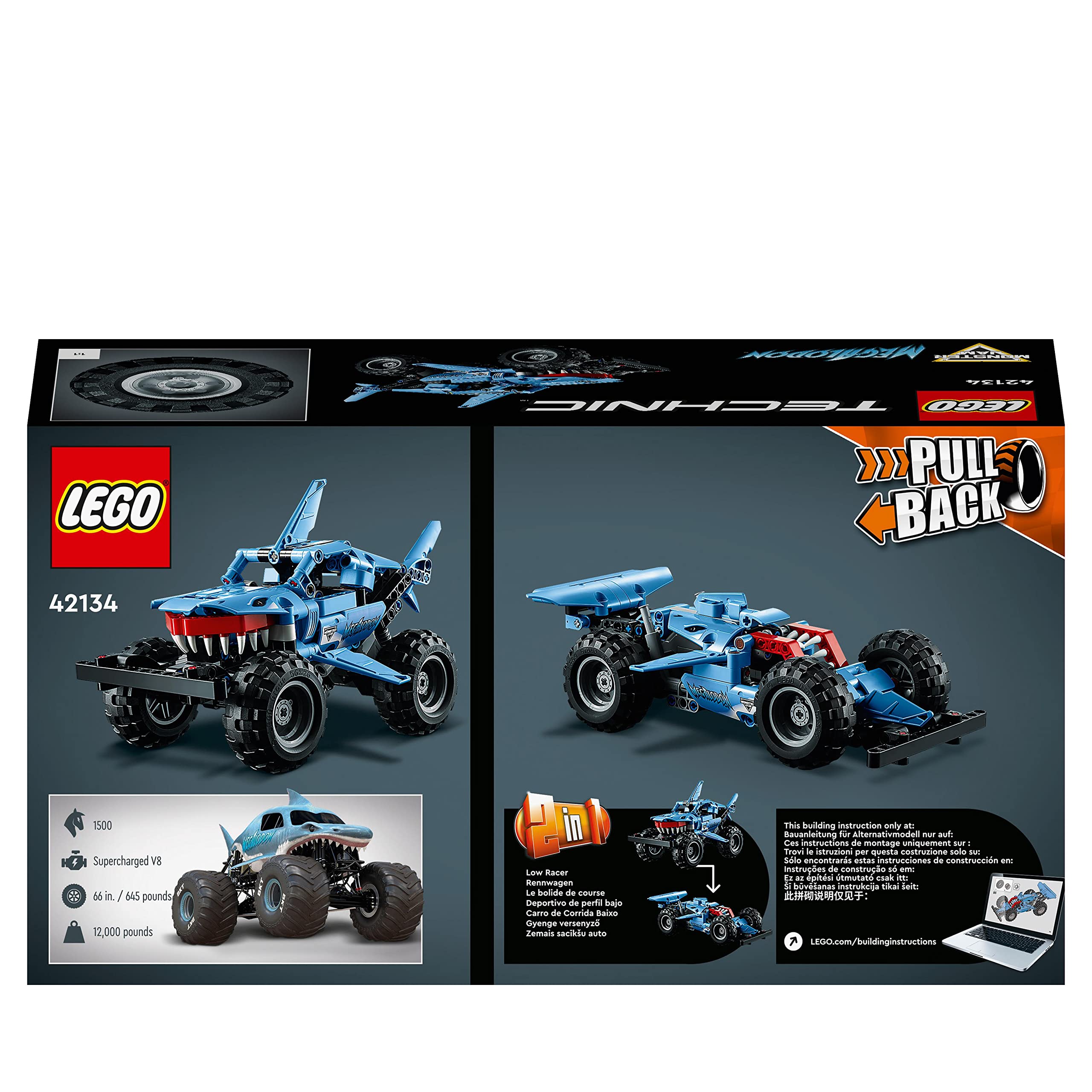 LEGO 42134 Technic Monster Jam Megalodon 2 in 1 Pull Back Shark Truck ...