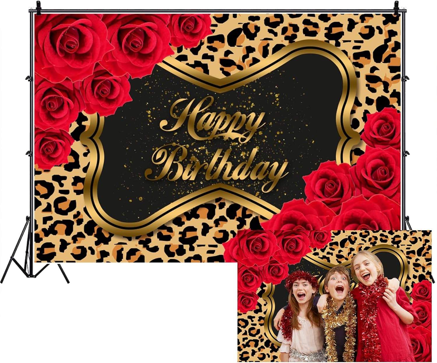 Amazon.com: Renaiss Red Leopard Birthday Backdrop for Woman 10x8ft Red ...