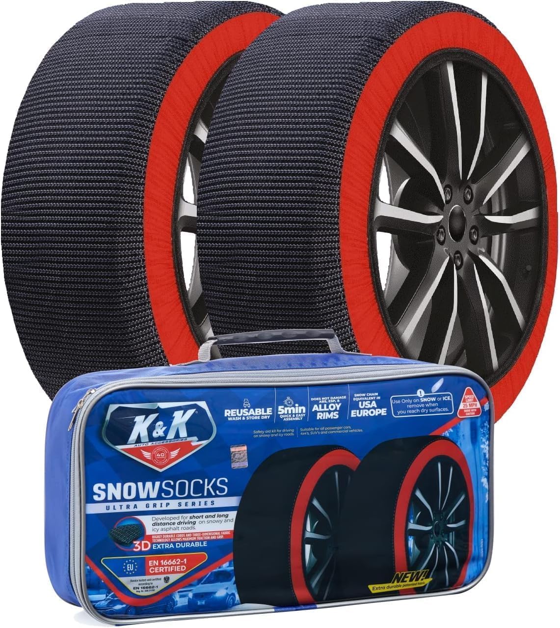 Amazon.com: KANIYA Snow socks for tires EN 16662-1 Approved snow socks ...