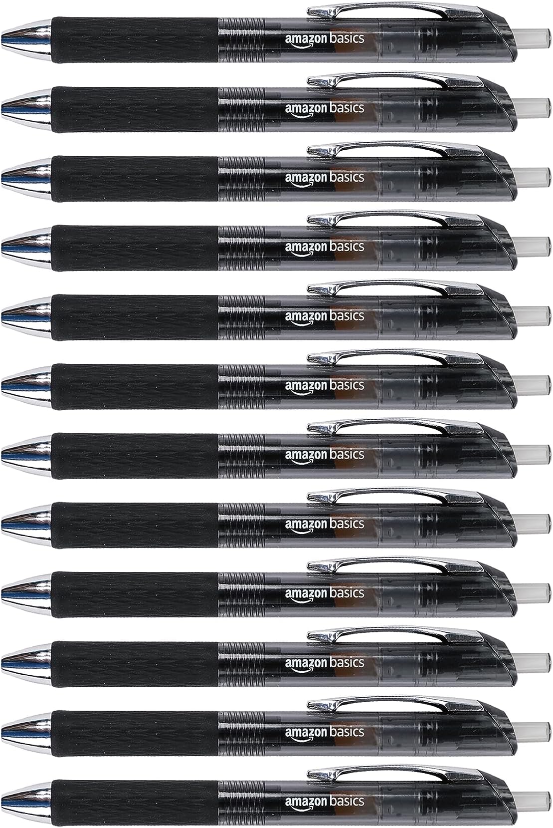 Amazon Basics, Penne gel retrattili a punta fine (0,7 mm), Nero, 12 ...