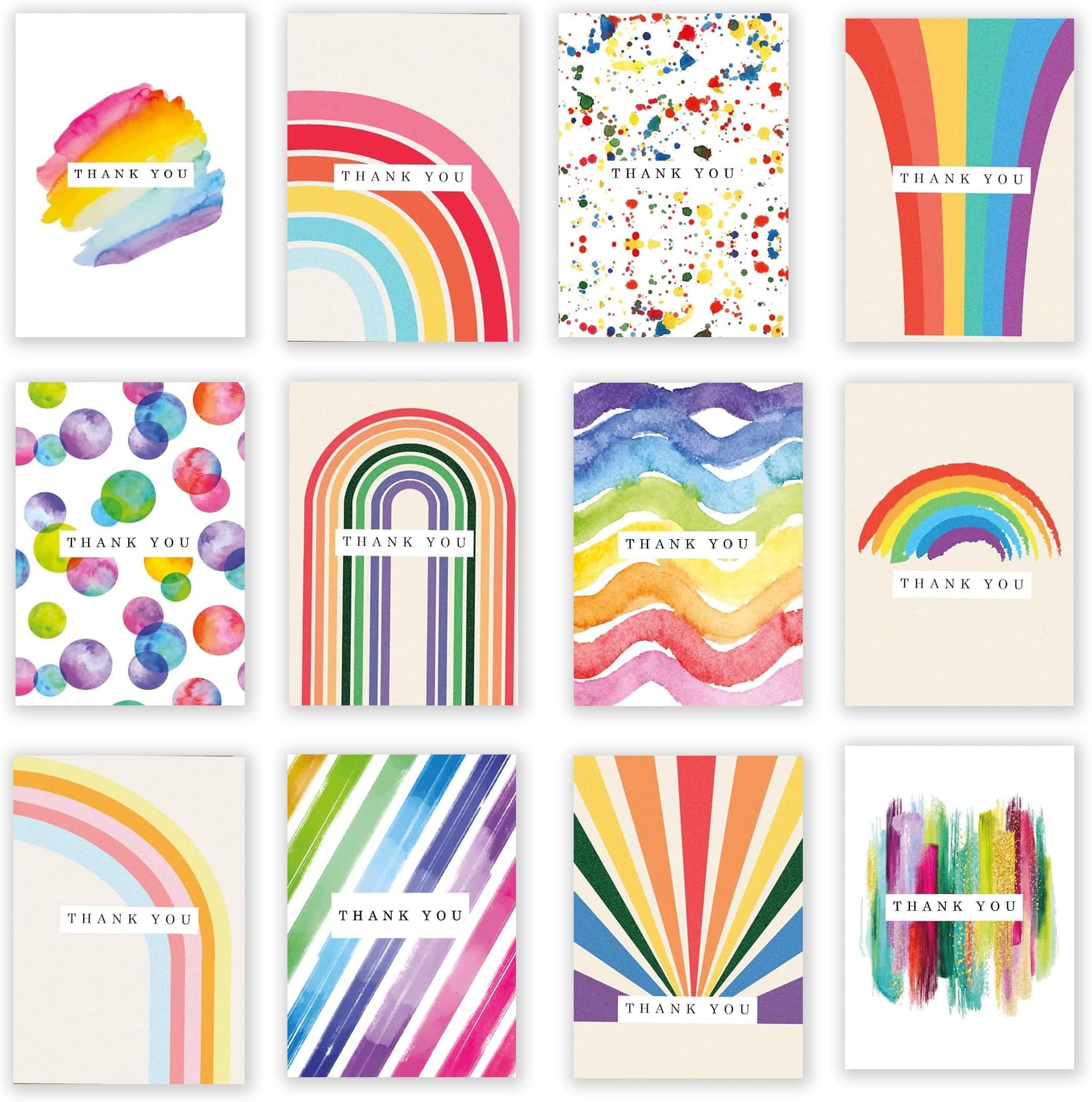 Giftinghouse 12 Thank You Cards Multipack with Envelopes - Watercolour ...