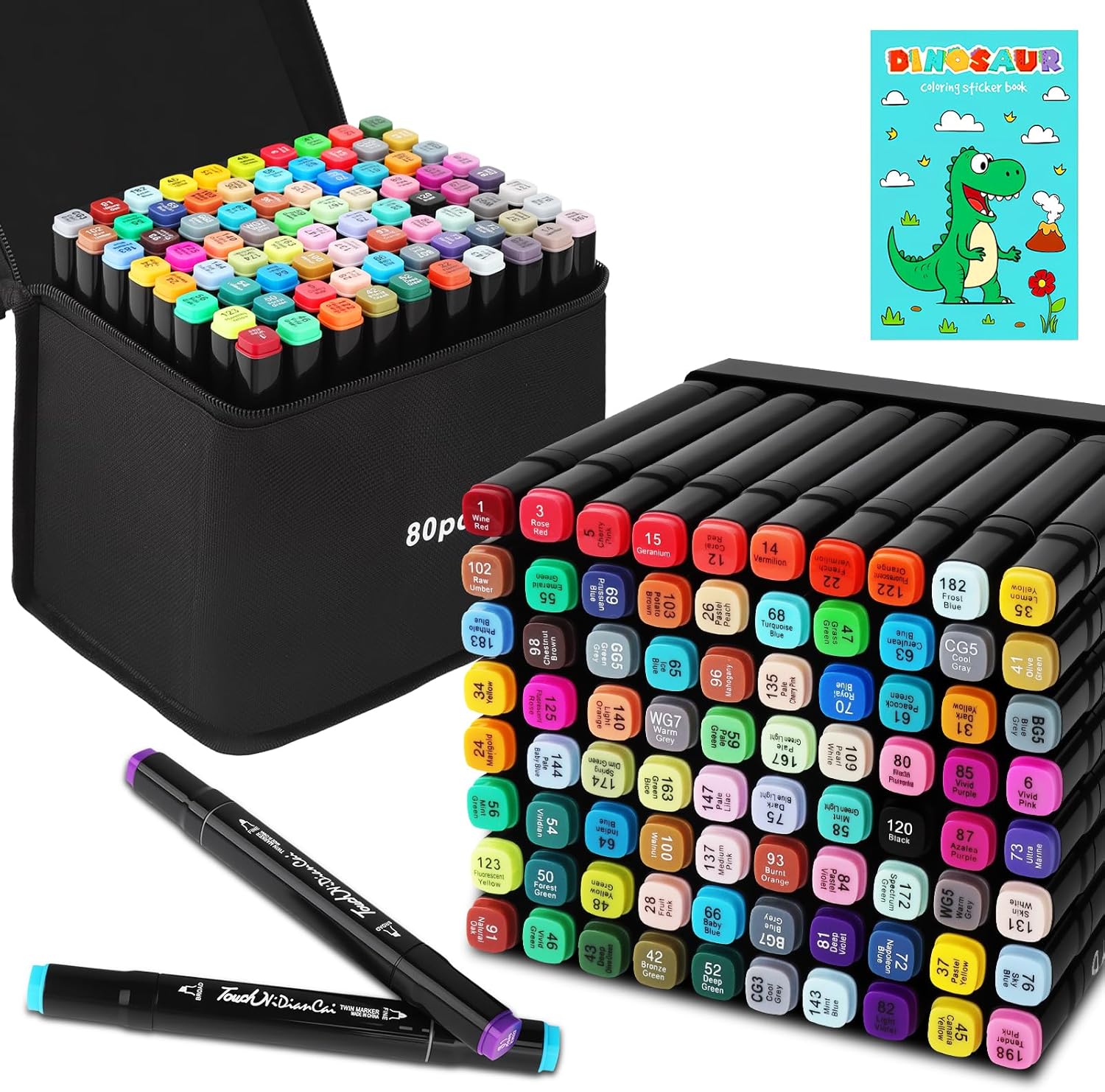 USHOP 80 Felt Tip Pens Set, Colour Marker Set, Quick Drying Alcohol ...