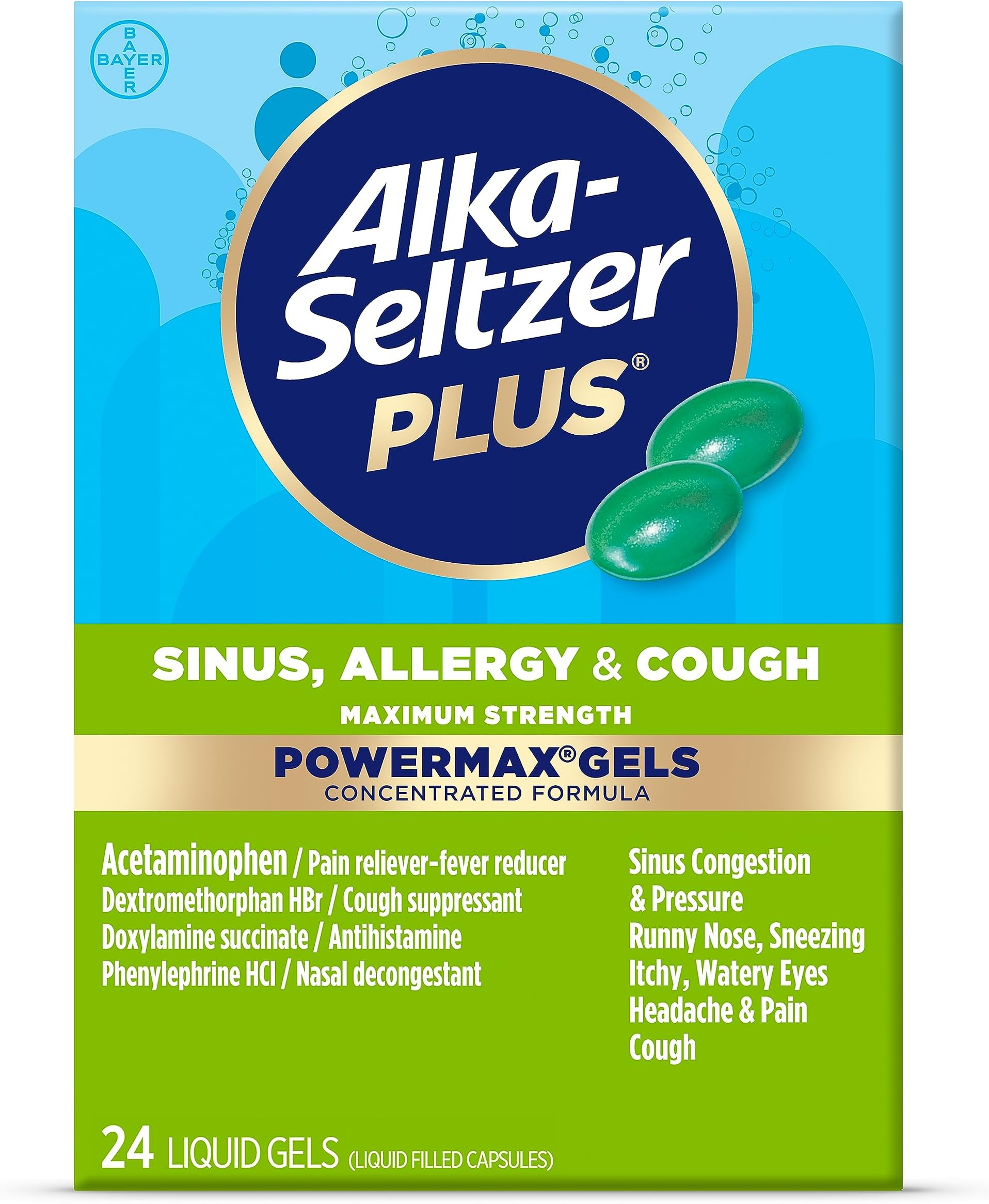 Amazon.com: Alka-Seltzer Plus Maximum Strength Power Max Sinus, Allergy ...