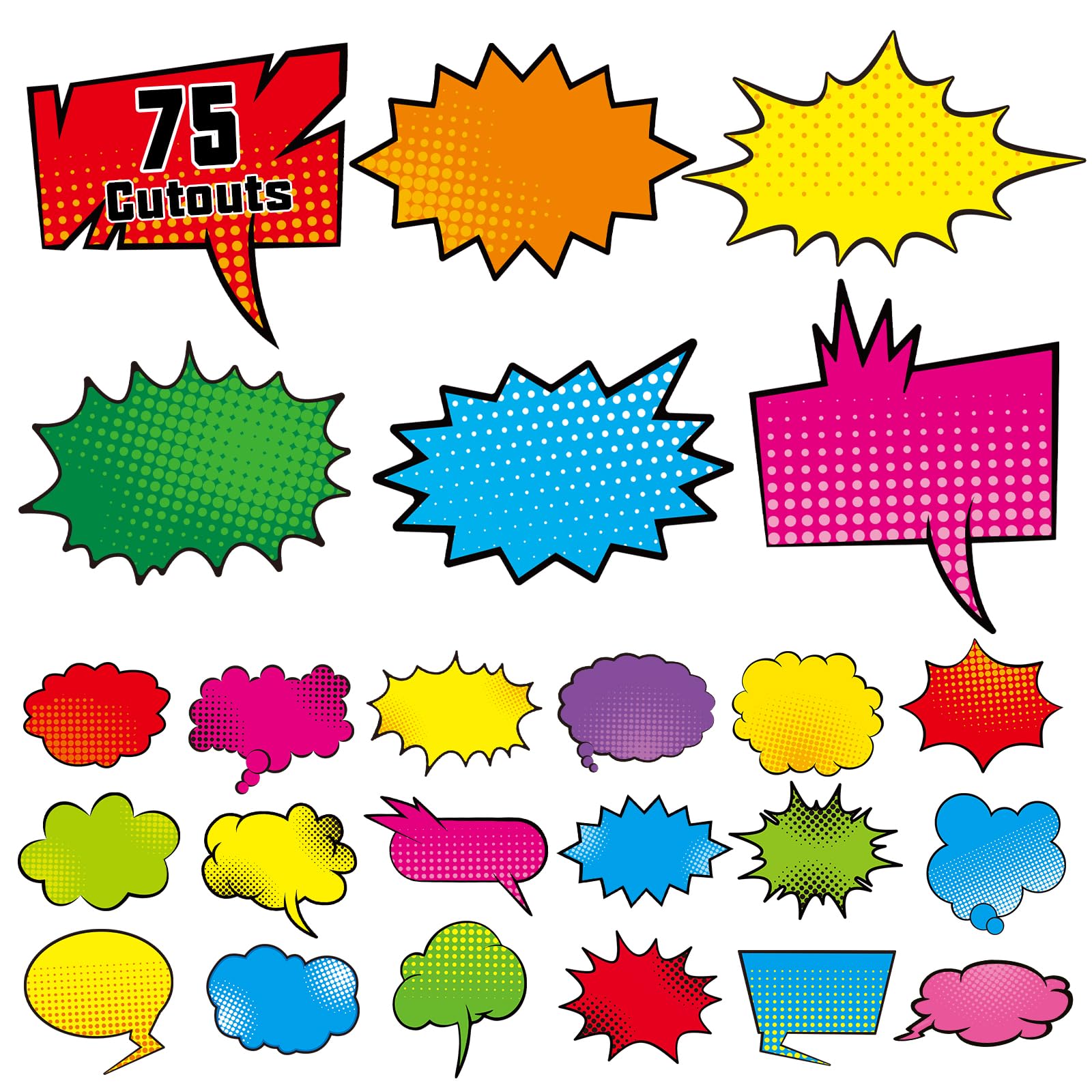 Snapklik.com : Super Hero Bulletin Board Cutouts 75 Pack Comic ...