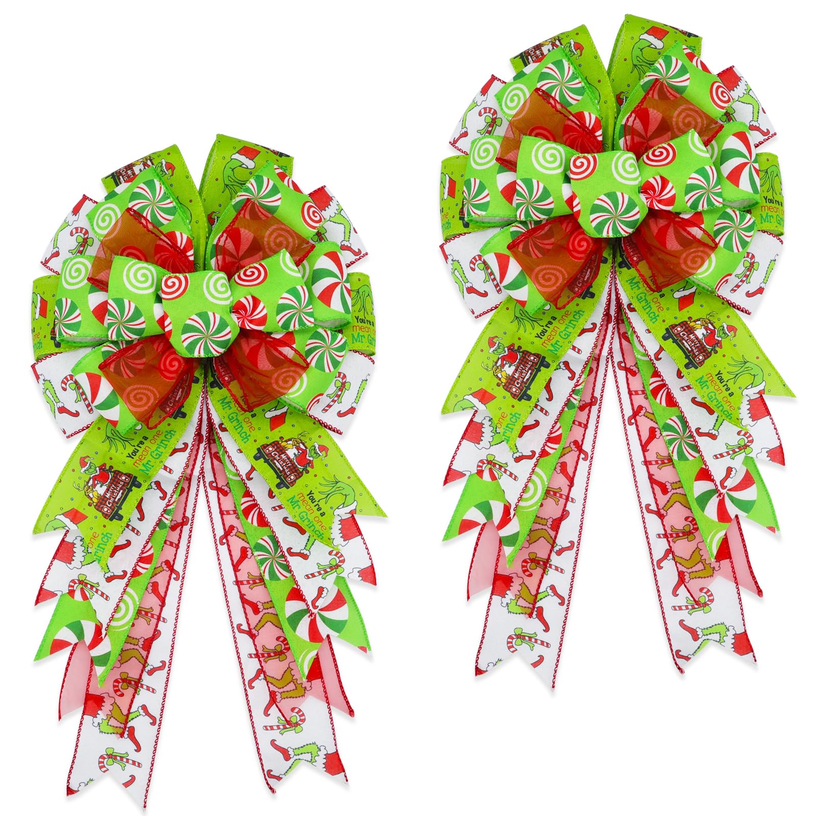 Amazon.com: Montekin Large Christmas Wreath Bows 20x11 Inch, 2 Pack Elf ...