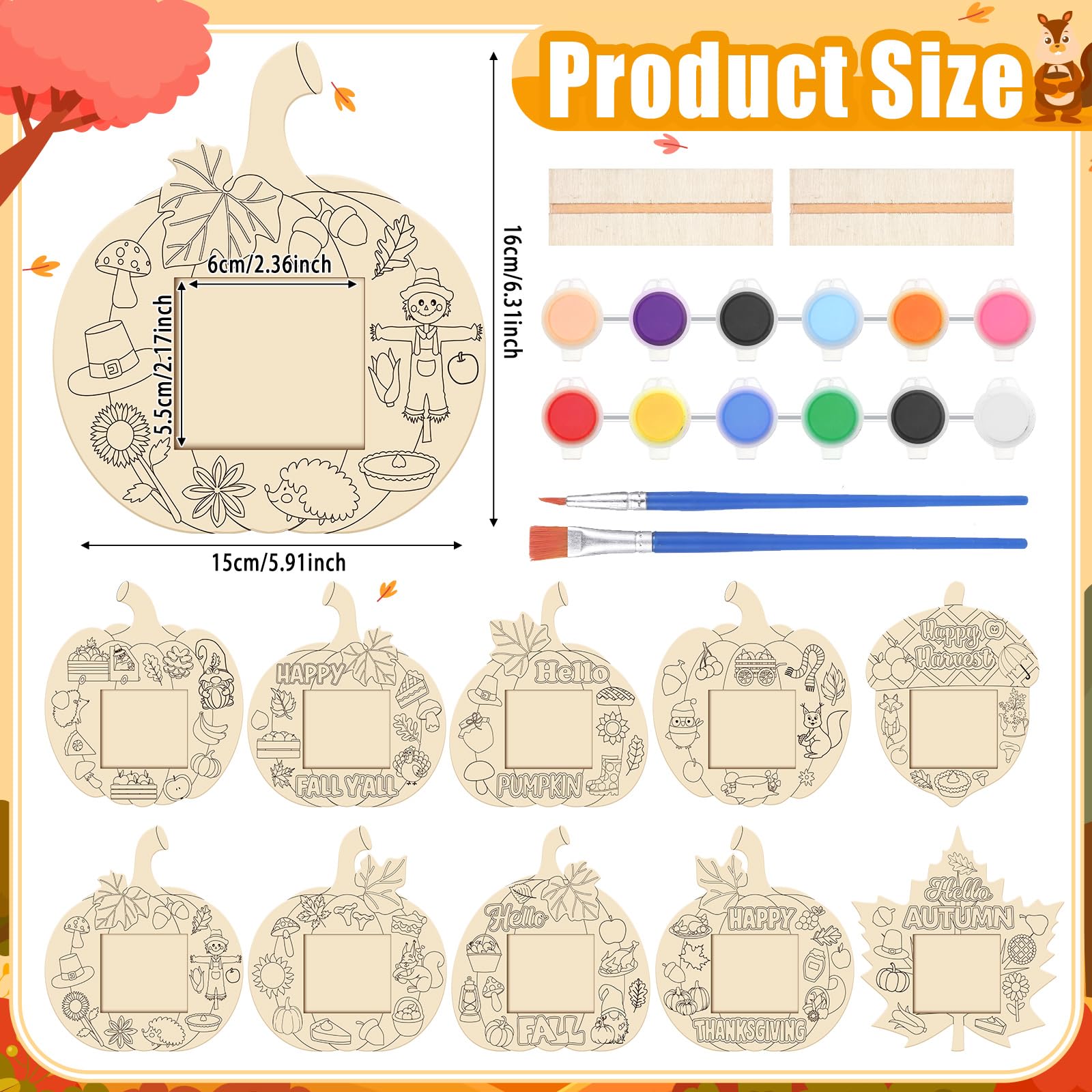 Snapklik.com : 10 Pack Thanksgiving Fall DIY Picture Frames Craft Kit ...
