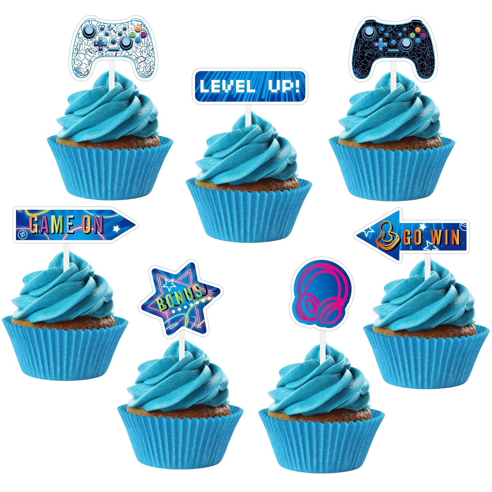 Snapklik.com : Video Game Cupcake Toppers - 35 PCS Gamer Party Cupcake ...