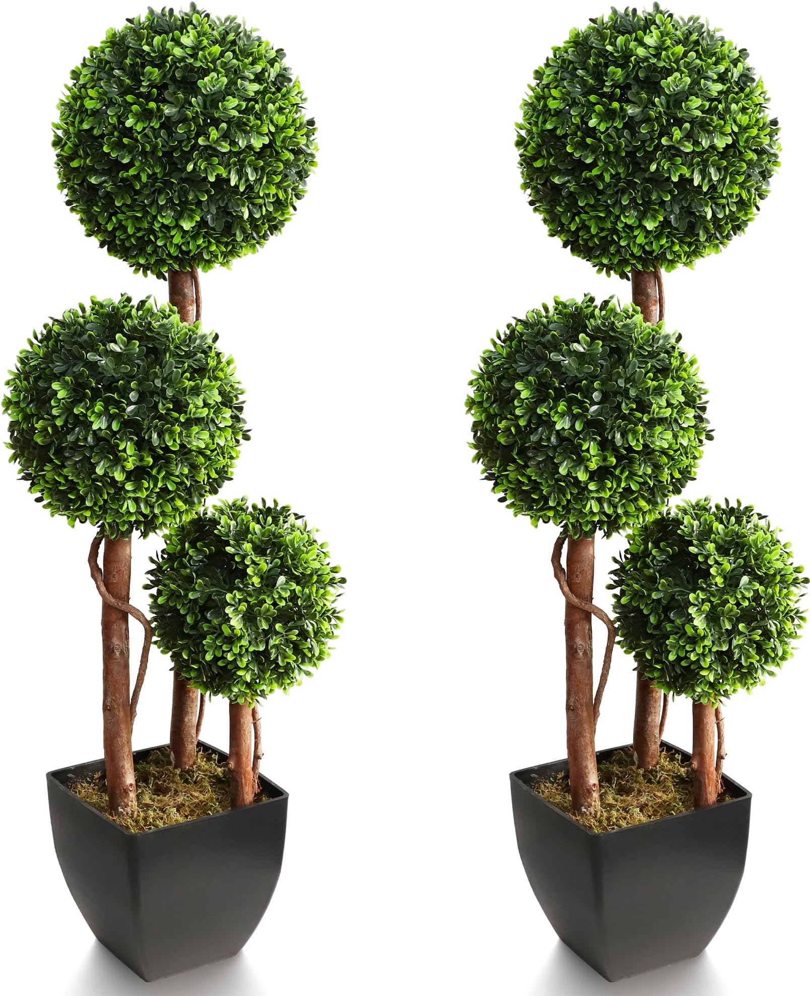 Amazon.com - HOMCOM 3.5ft/43.25" Artificial 3 Ball Boxwood Topiary Tree ...