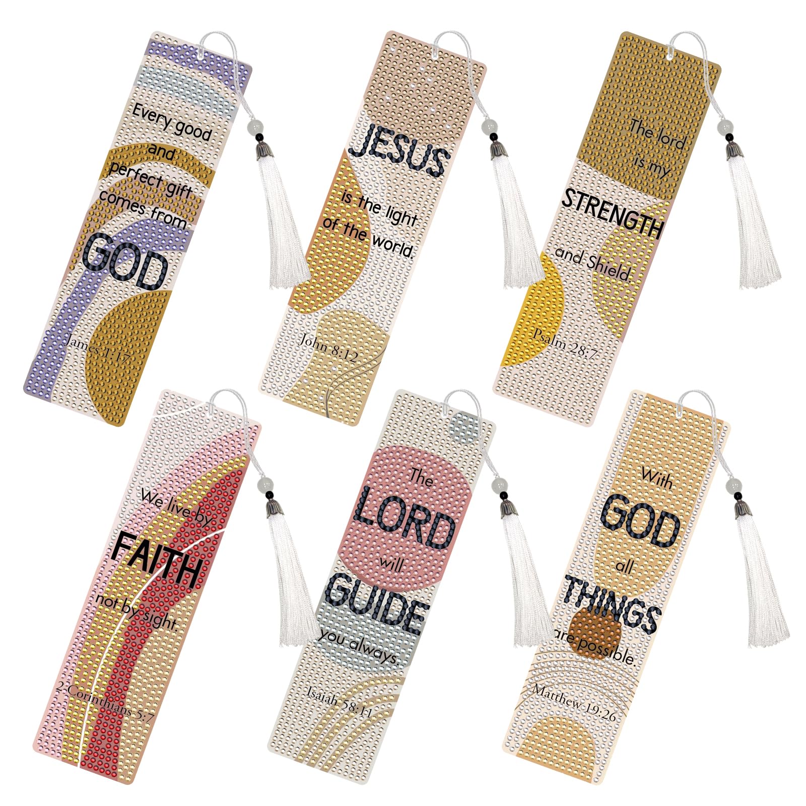 Amazon.com: Bible Verse Diamond Art Bookmarks - 6 PCS DIY Boho Diamond ...