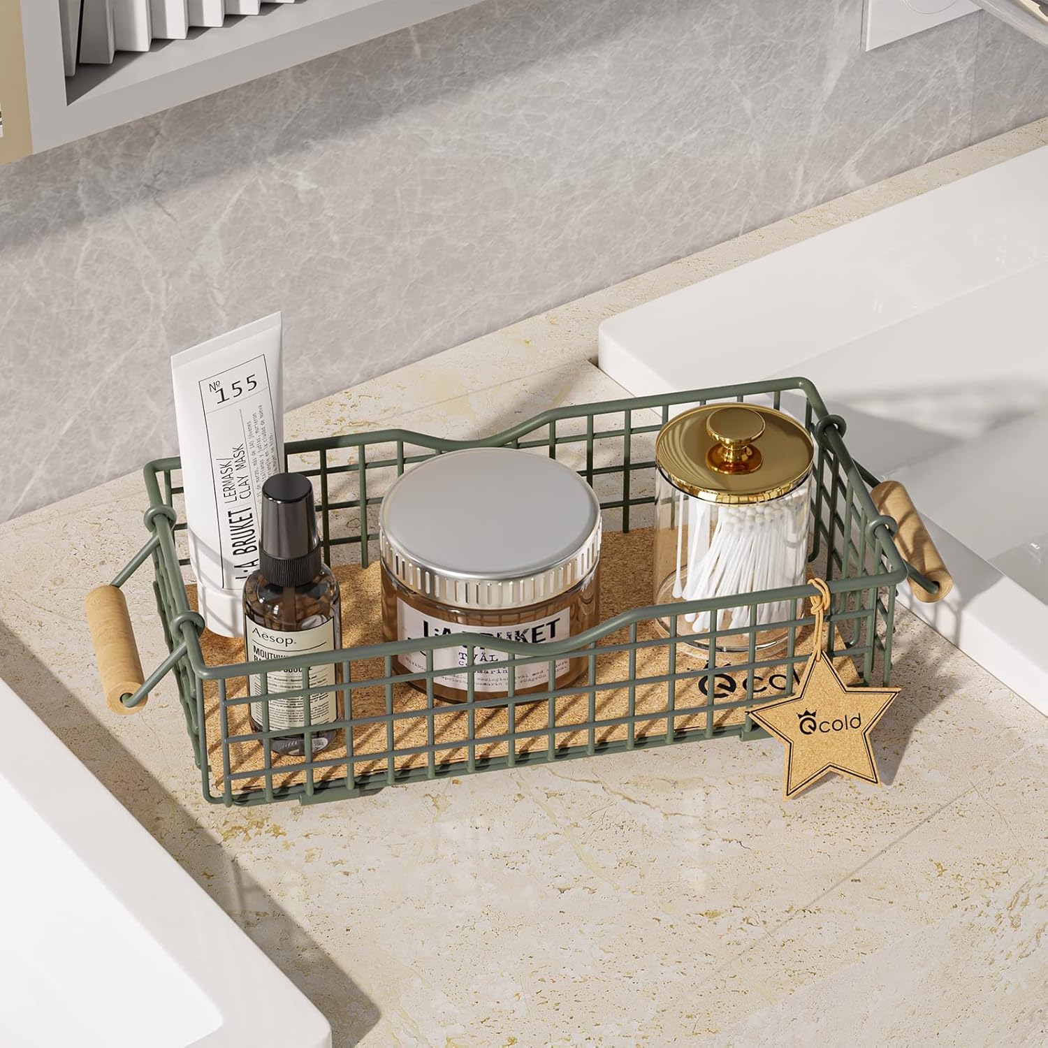 Amazon.com: Qcold Metal Wire Basket Storage, Bathroom Basket for ...