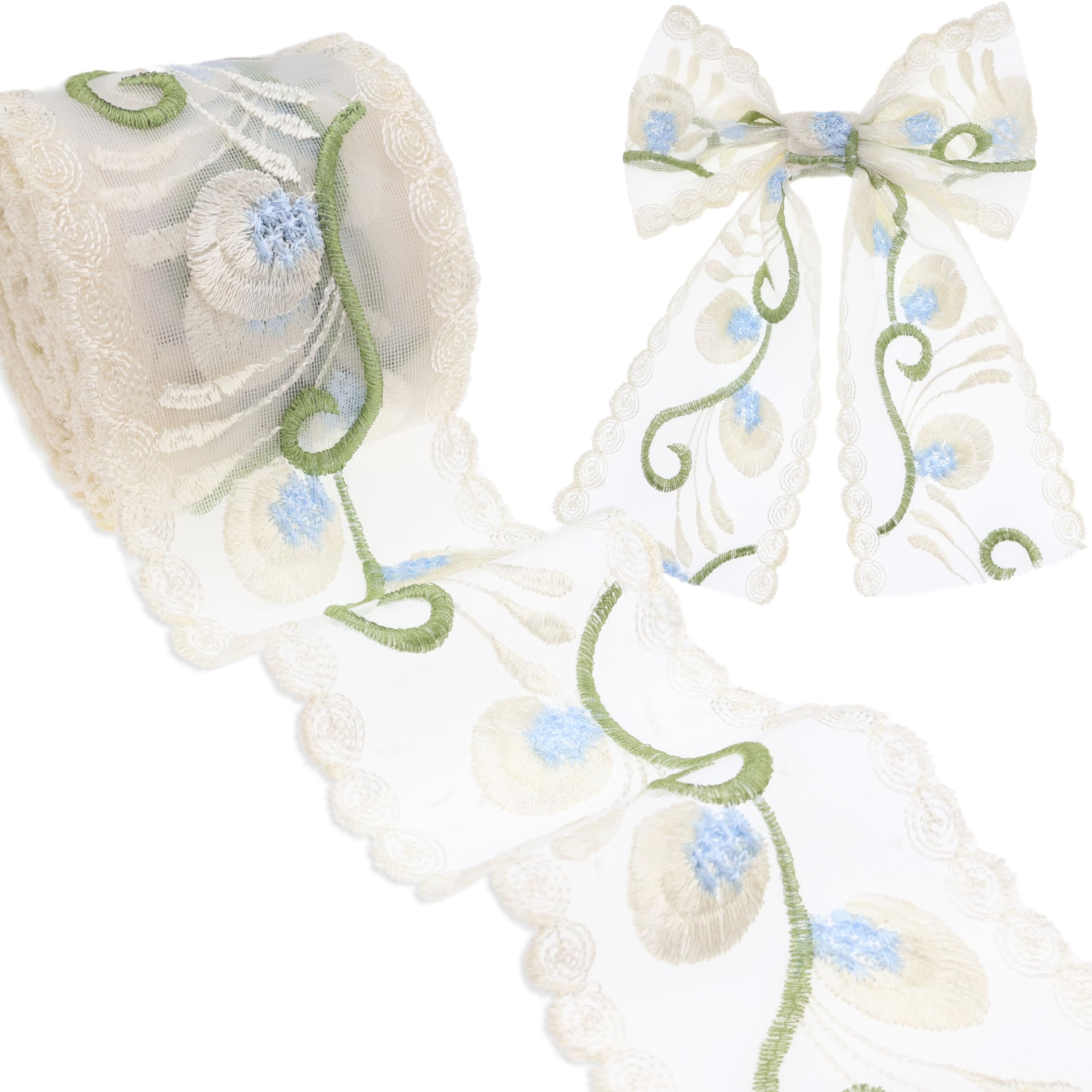 Amazon.com: Blue Lace Trim Ribbon 7 Yards Embroidery Floral Sewing Lace ...