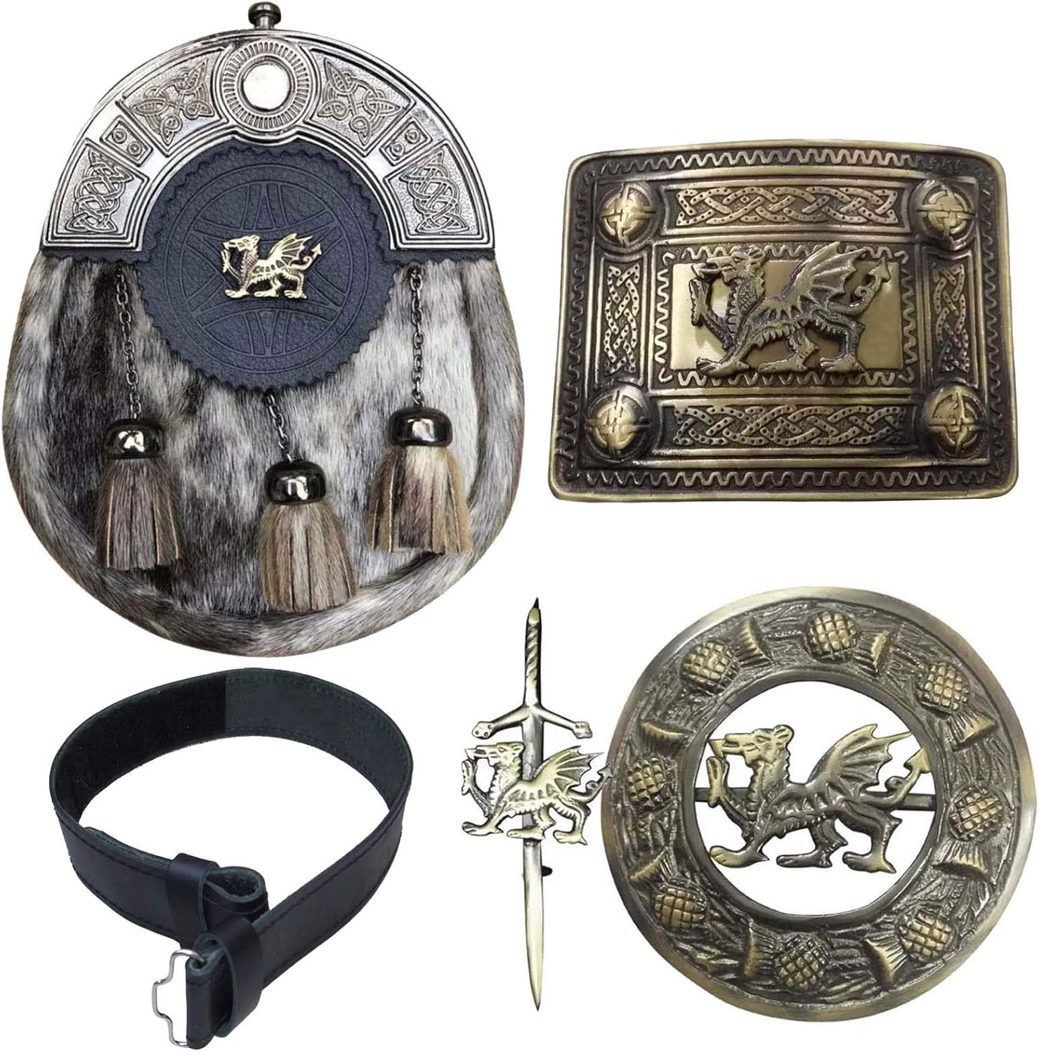 Amazon.com: TIG Kilt Belt with Buckle Scottish Kilts Sporran with Badge ...