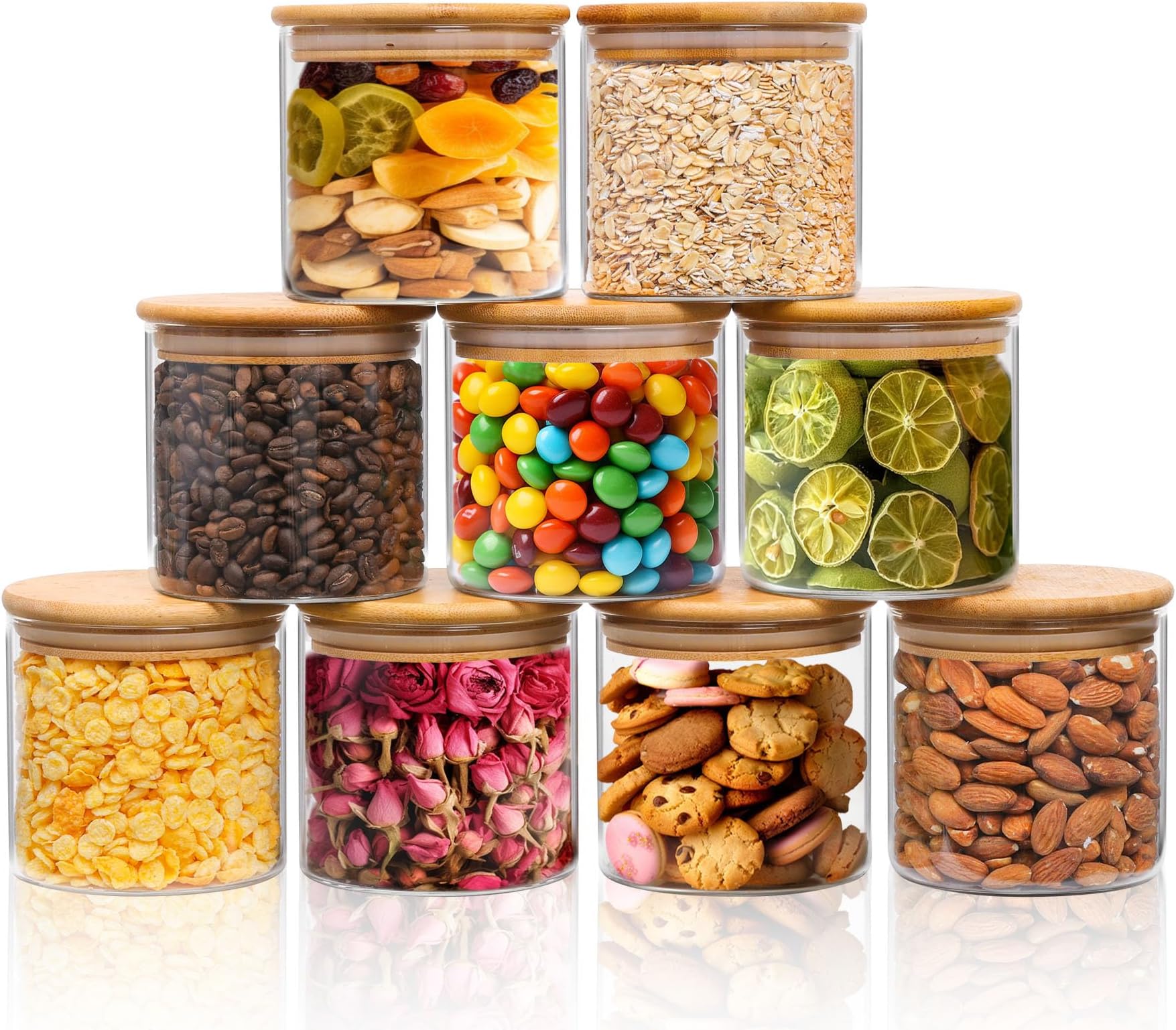 Amazon.com: ComSaf 24oz Glass Food Storage Jars Set of 9, Clear Glass ...