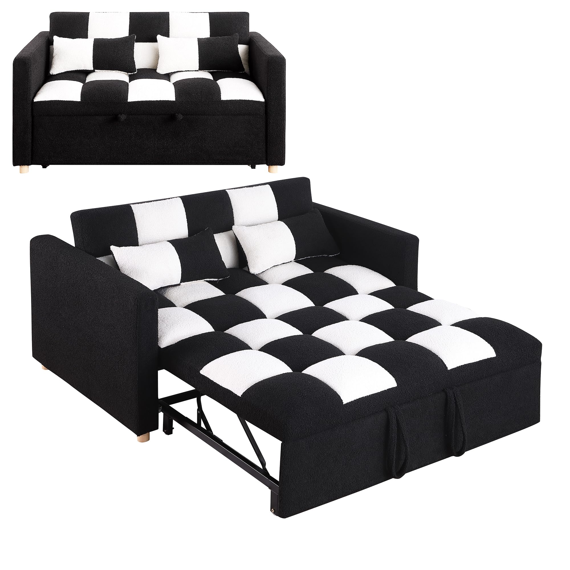 Amazon.com: ZKJOLMN 3 in 1 Convertible Pull Out Couch Bed, Velvet ...