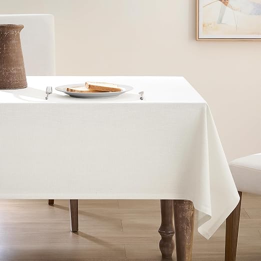 Amazon.com: Jayrma Natural Linen Square Tablecloth Neutral Wrinkle ...