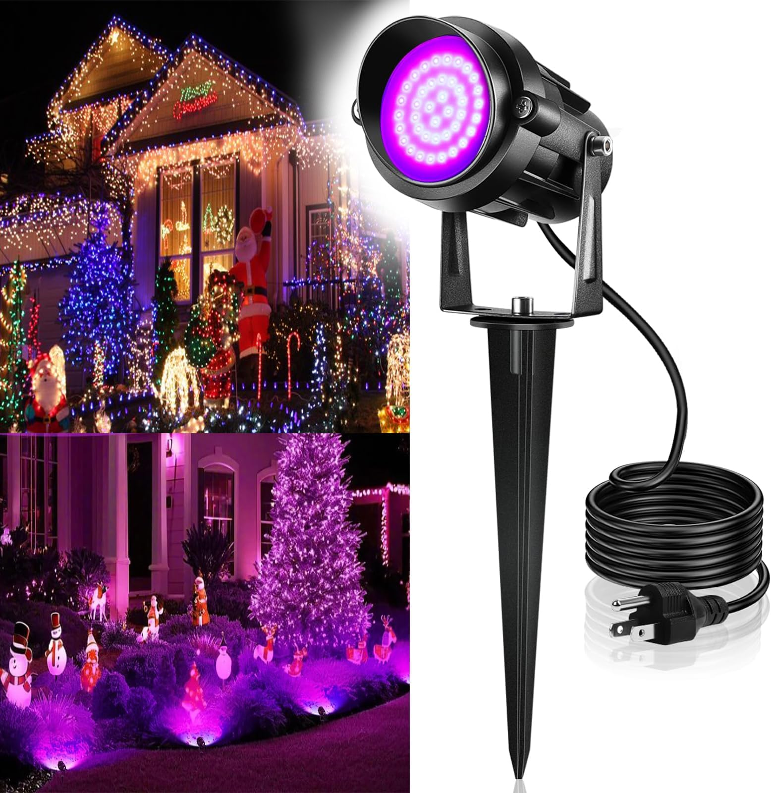 Christmas Spotlight Outdoor Black Light Spotlight, 12W Purple Spot ...