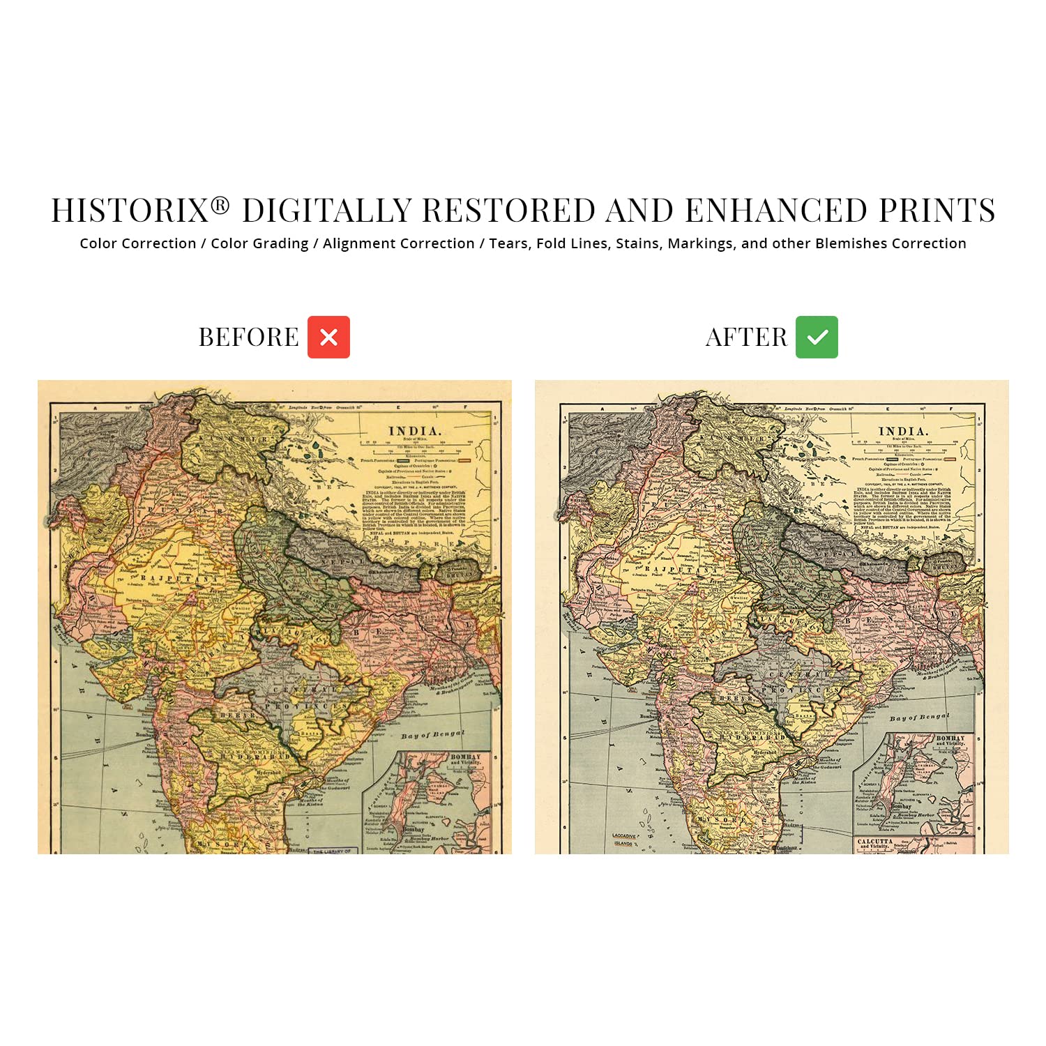 Buy HISTORIX Vintage 1903 India Map Poster - 18x24 Inch Vintage Map of ...