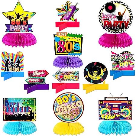 12 Pieces 80s Party Decorations，Decoration annee 80丨80s decoration for ...