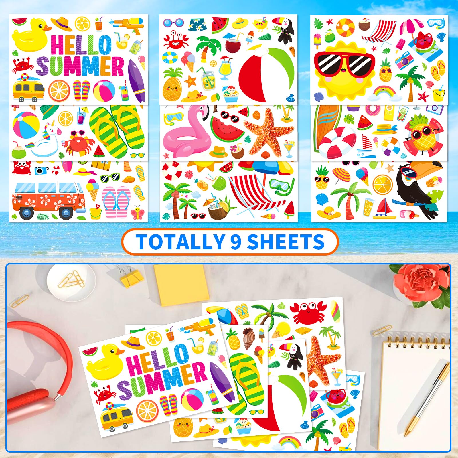 Snapklik.com : Pool Beach Window Clings Stickers 200+ Counts Hello ...