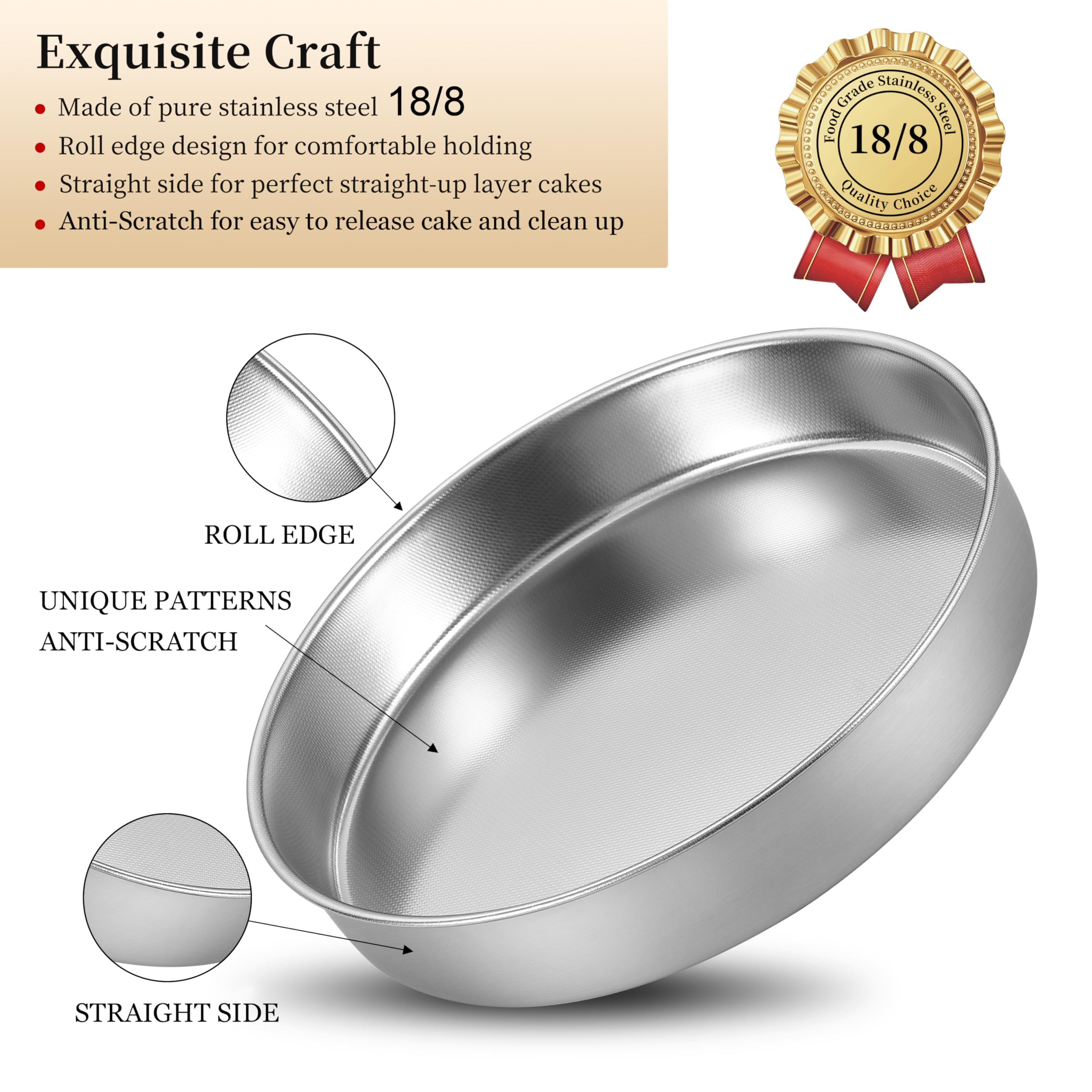 Snapklik.com : Cake Pan Set Of 3,18/8 Stainless Steel Round Cake Baking ...