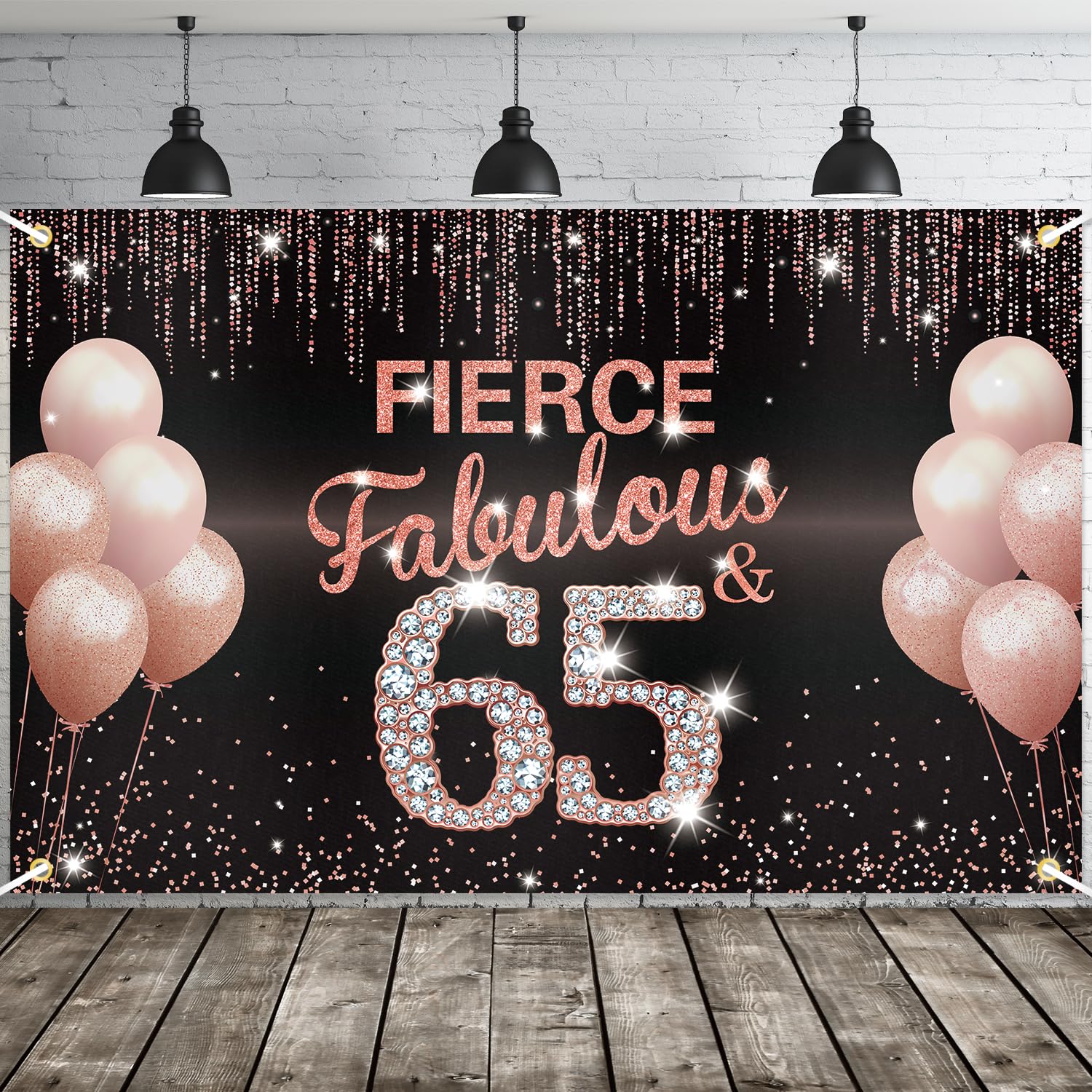 Amazon.com: JOYKY Fierce Fabulous and 65 Banner, Rose Gold Happy 65th ...