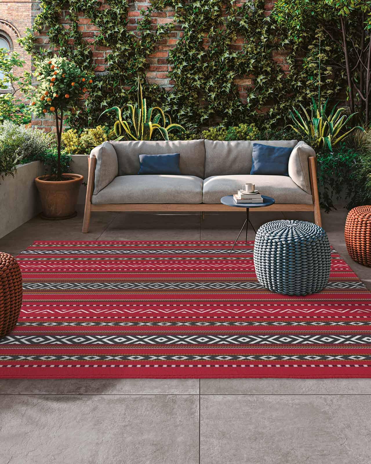 Red Wide Striped Rugs