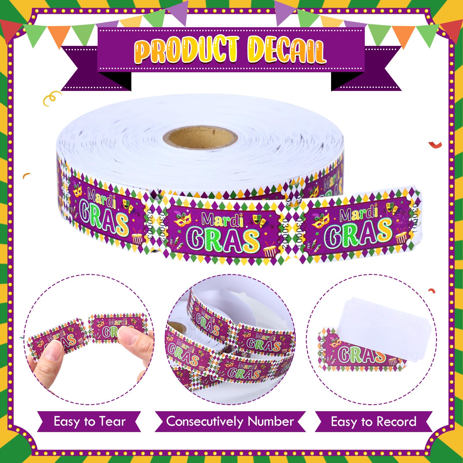 Snapklik.com : Cholemy 1000 Pcs Mardi Gras Party Favors Carnival Raffle ...